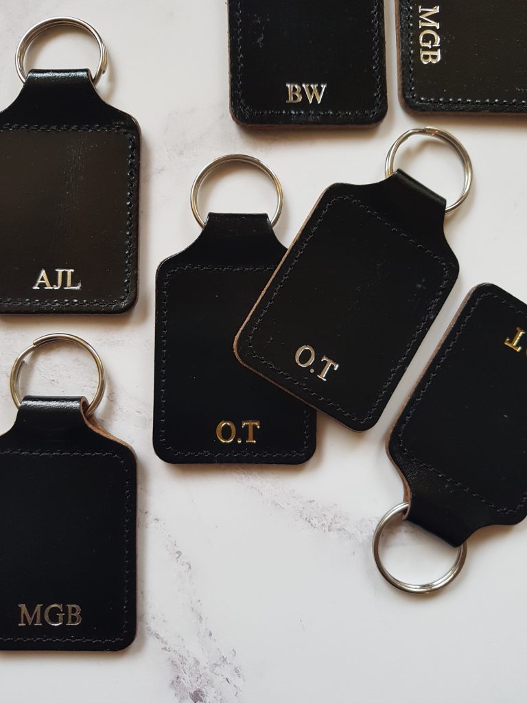 Personalised Leather Keyring | Black Square – nightnavy.com