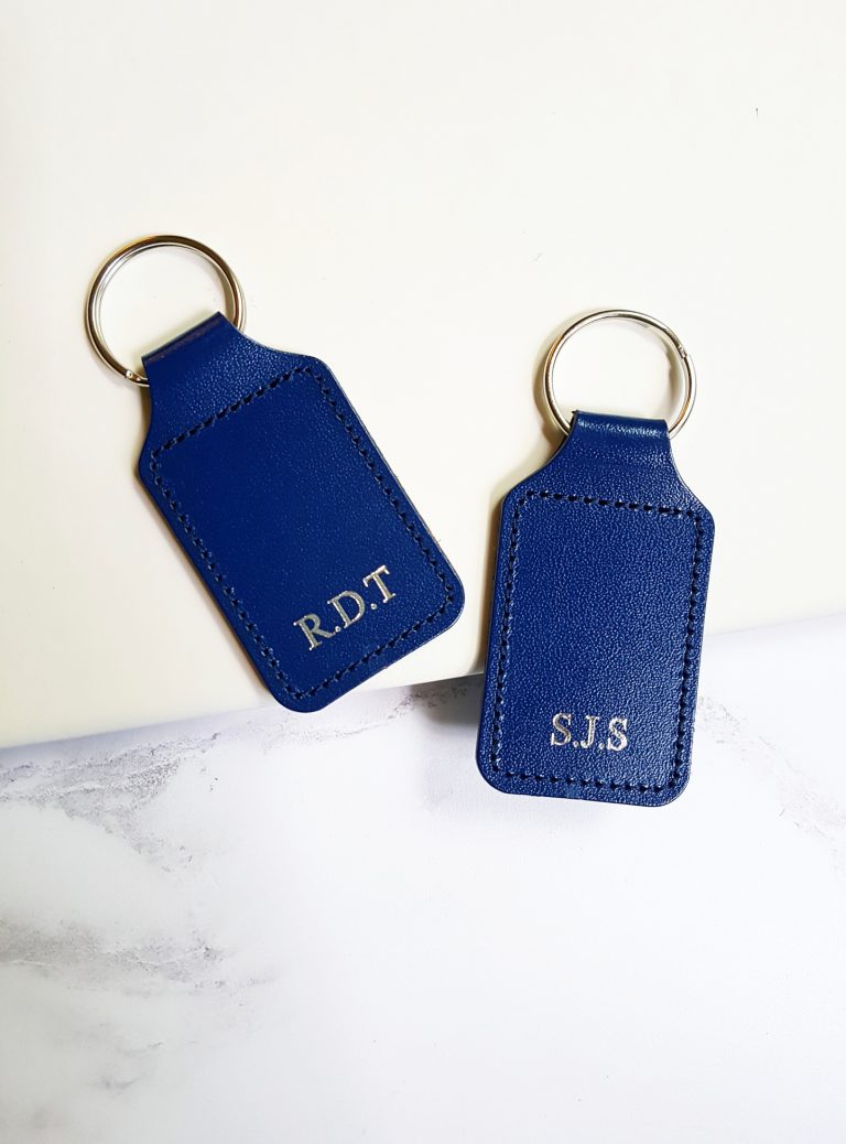 Blue Personalised Leather Keyring, Keychain/Key Fob – nightnavy.com