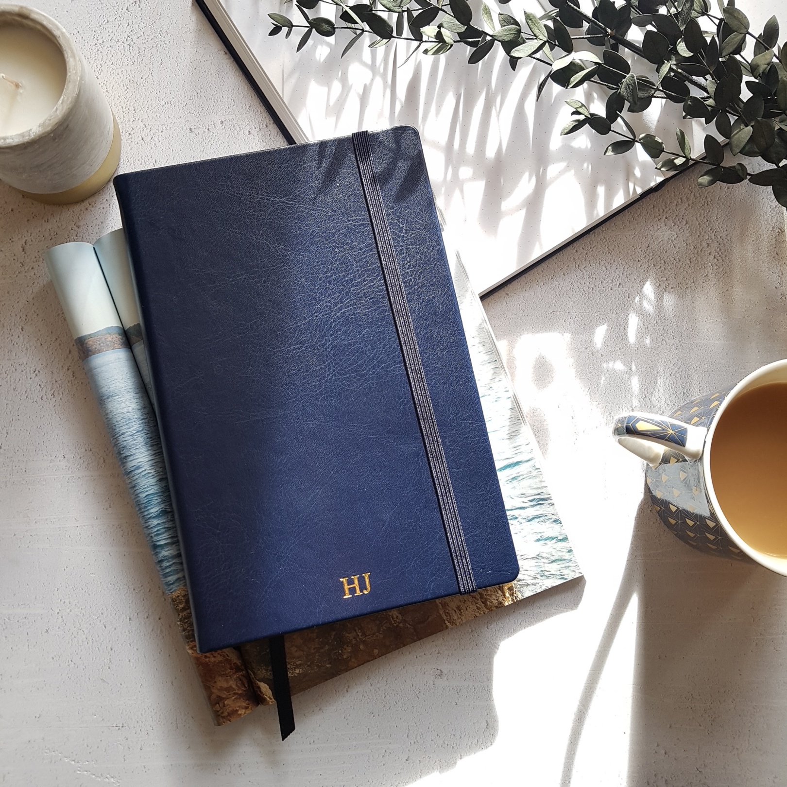 A5 Personalised Lined or Plain Notebook, Navy Vegan Leather – nightnavy.com